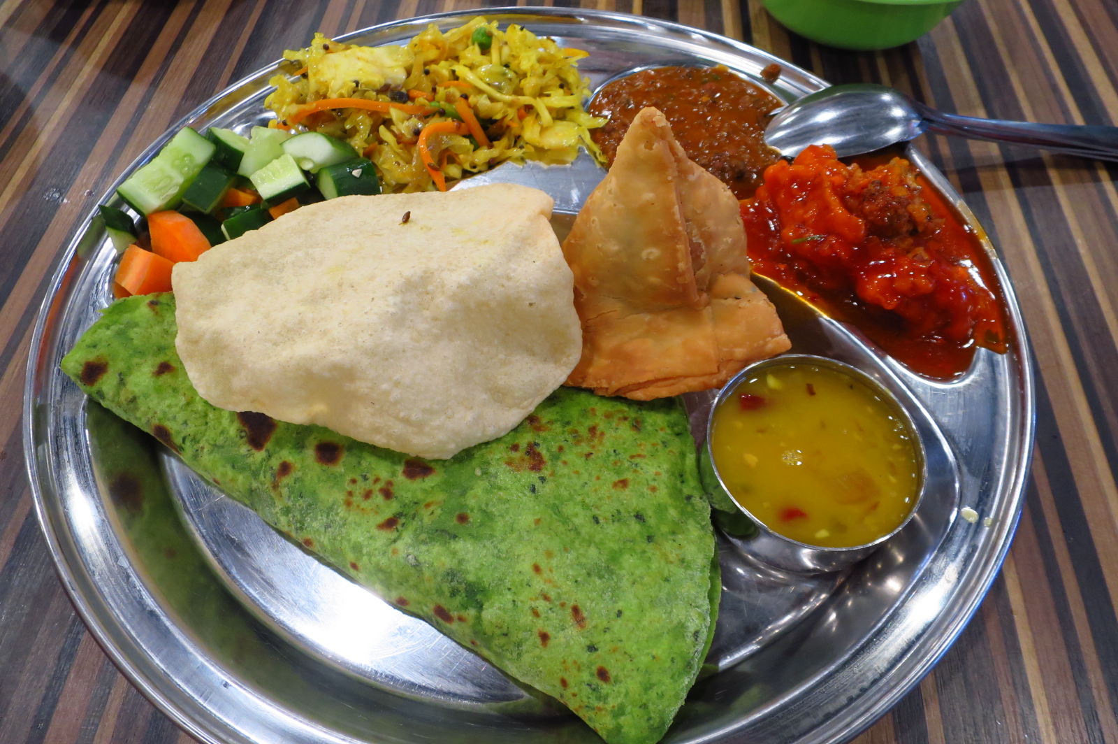 Small Potatoes Make The Steak Look Bigger: A palak paratha set from Pangat