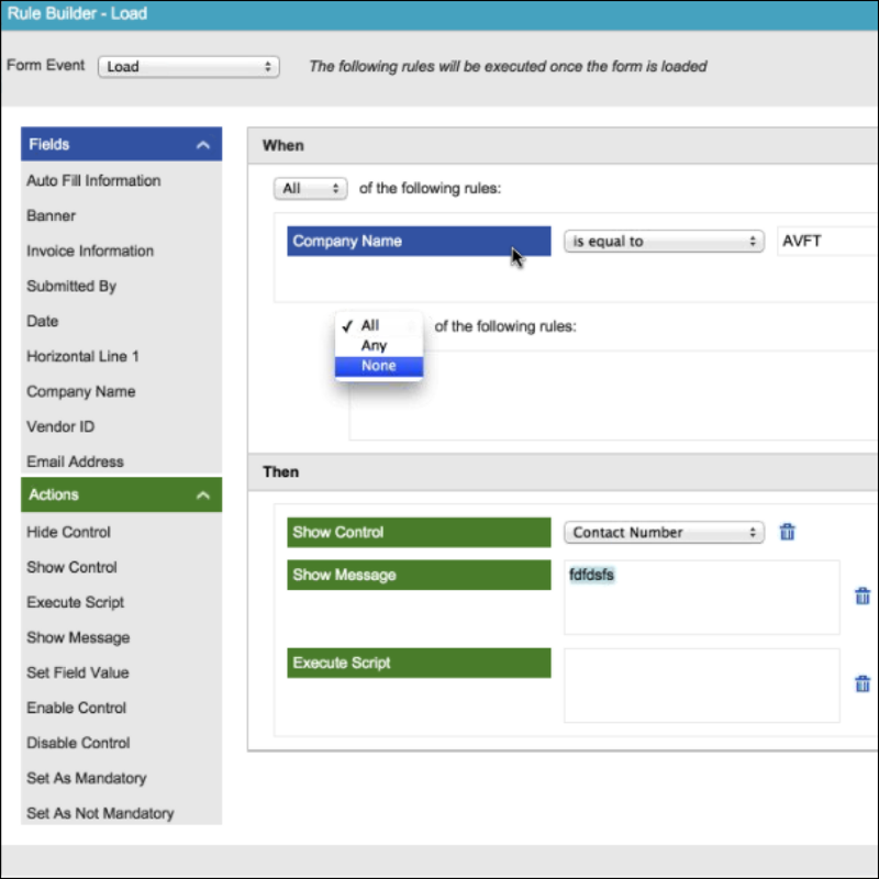 AgilePoint NX: Formulareditor („eForms Builder“)