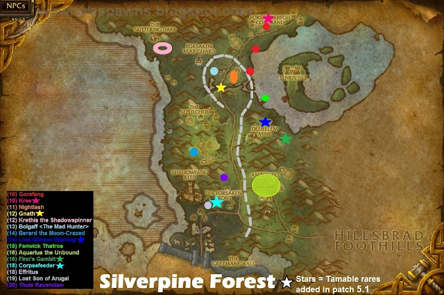 WoW Rare Spawns: Silverpine Forest Rare Spawns - Including Tamable 5.1 ...