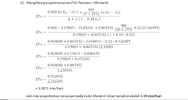 joko suryanto: Calculation Penman-Monteith evapotranspiration reference (ETo), with example