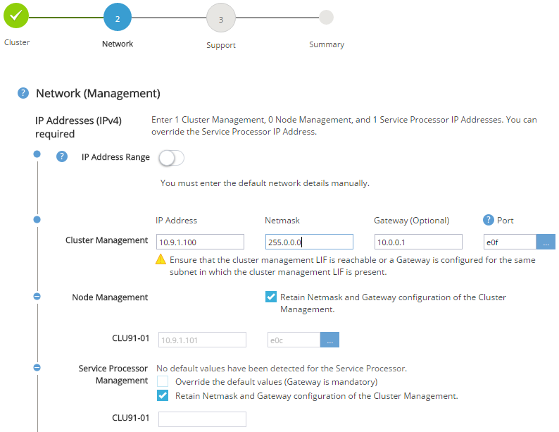 NetApp ONTAP 9.1: OnCommand System Manager On-Box Guided Cluster Setup