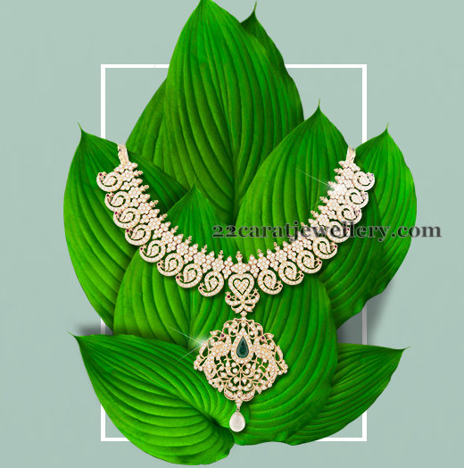 Short Mango Necklace in Diamonds - Jewellery Designs