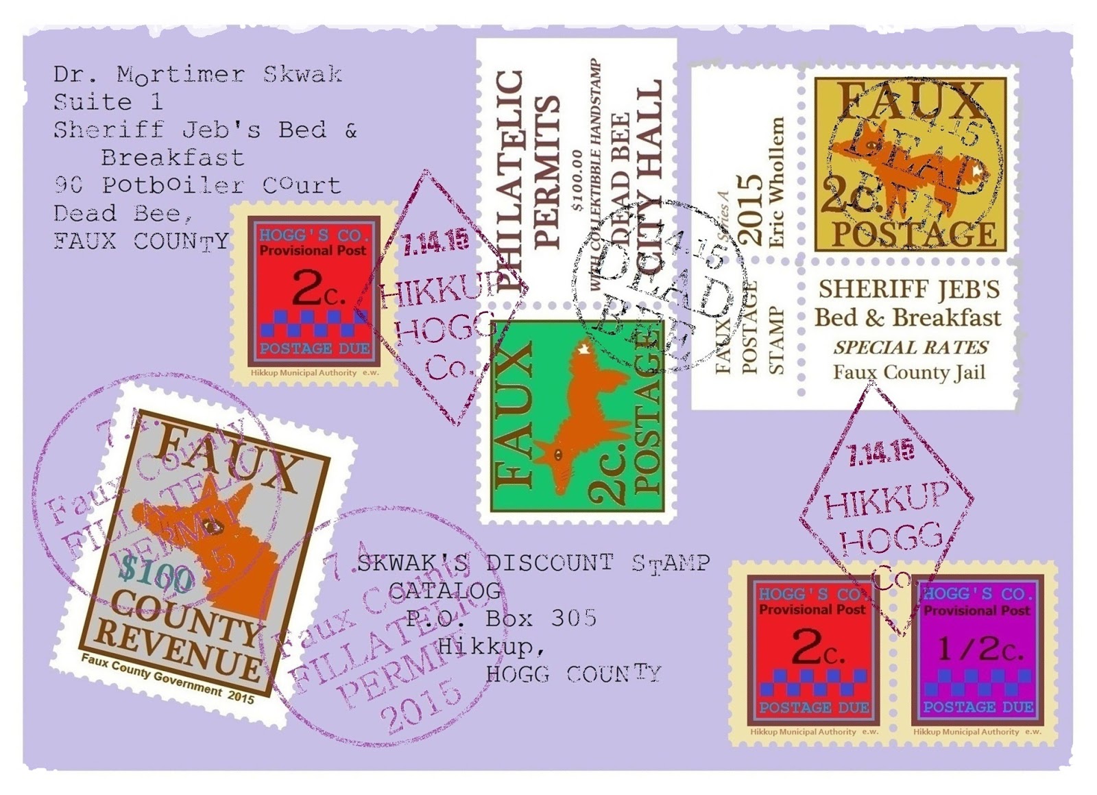 Art Blog/Eric Whollem: FAUX COUNTY POSTAGE STAMPS/ On Cover With ...