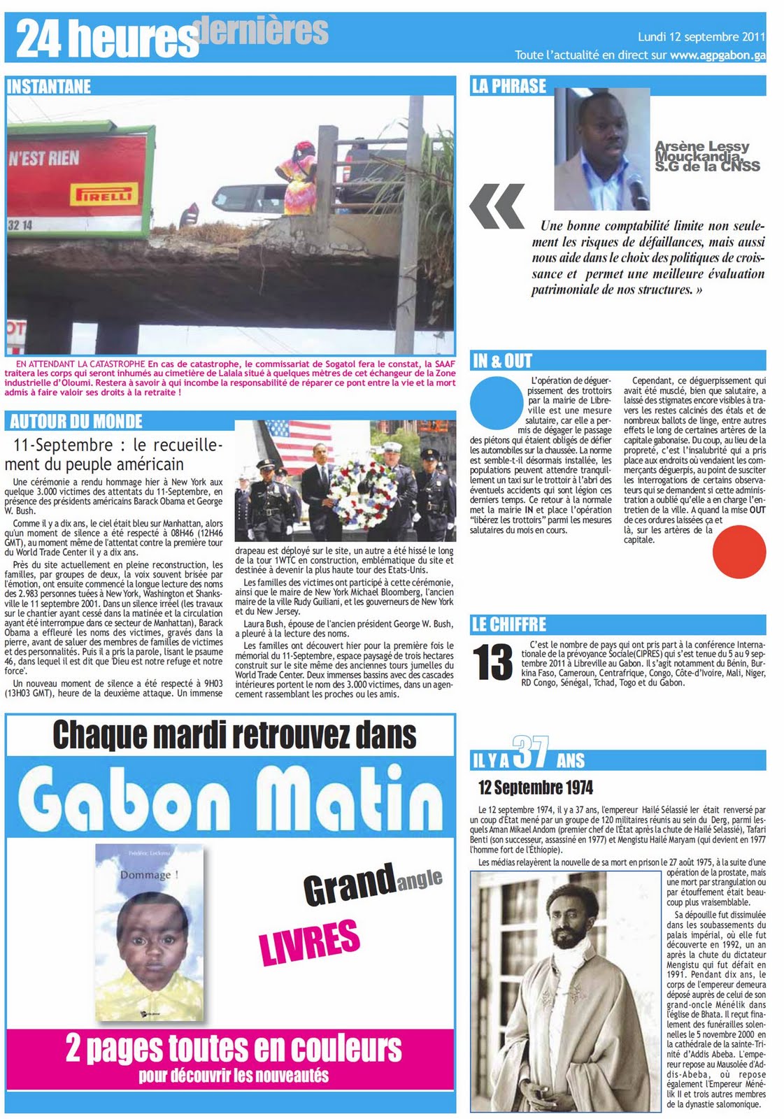 WE ARE PUBLISING THE GABONESE NEWSPAPER “GABON MATIN” OF MONDAY, 12 ...