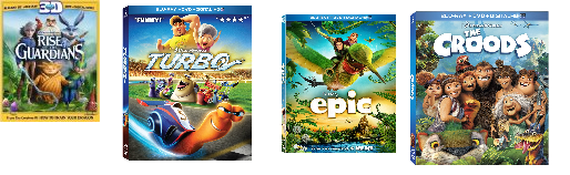 The Croods, Epic, Turbo and Rise of the Guardians Blu-Ray/DVD/Digital ...