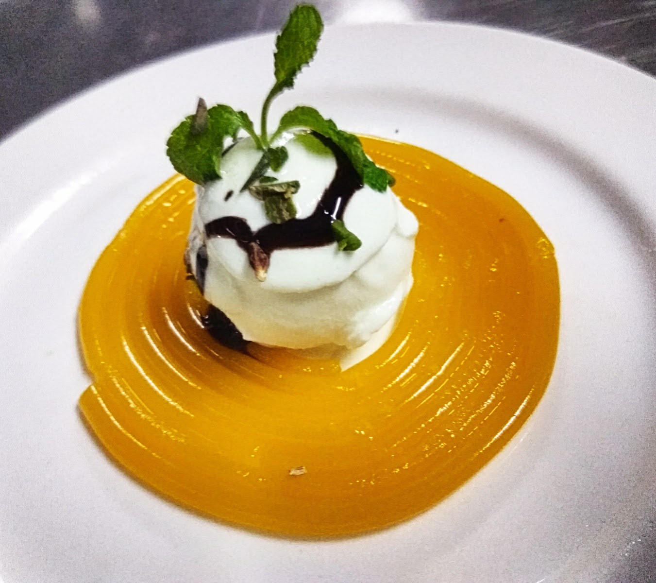 Mango Spaghetti with Vanilla Ice Cream