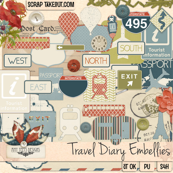Amy Teets' Designs: Travel Diary Digital Scrapbook Kit