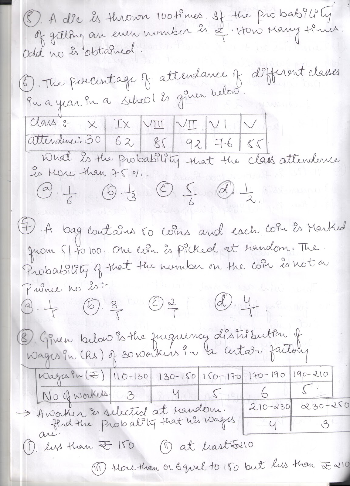 Ruhi Sakina: Probability Revision WorkSheet