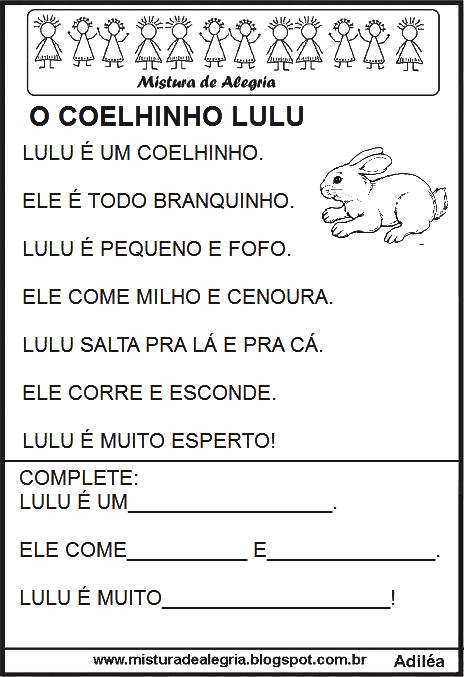 PEQUENOS TEXTOS INFANTIS PARA O 1º ANO - Mistura de Alegria