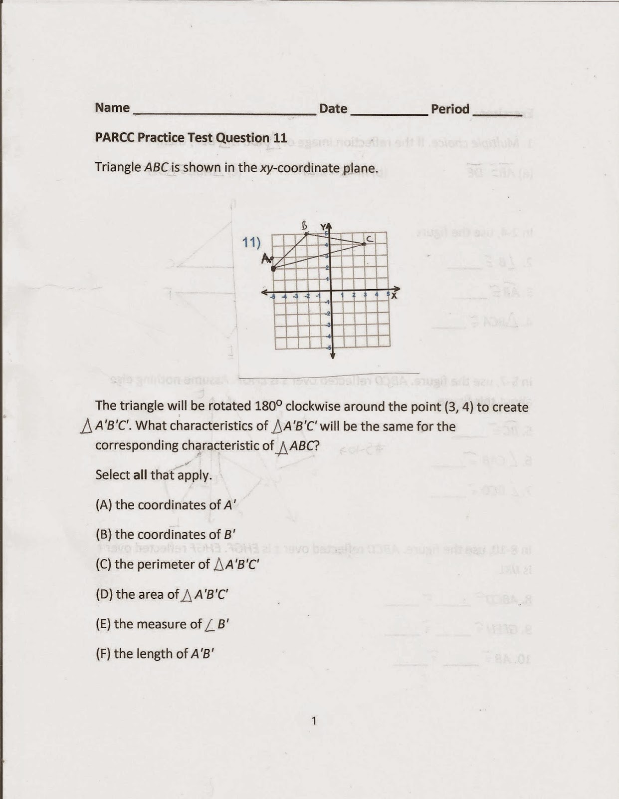 Geometry, Common Core Style: PARCC Practice Test Question 11 (Day 156)