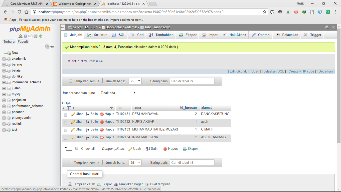 Membuat Rest Api Menggunakan Codeigtener Yuscode Tutorial