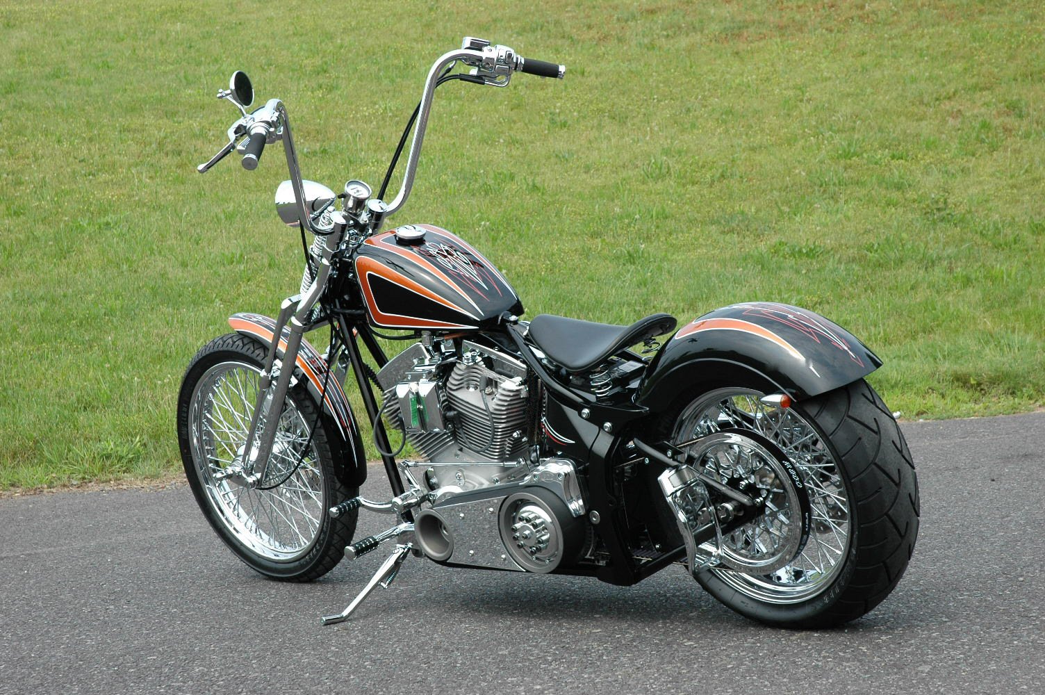 biker excalibur II: 2008 110" ACM 200 TIRE SOFTAIL COPPER BOBBER CHOPPER