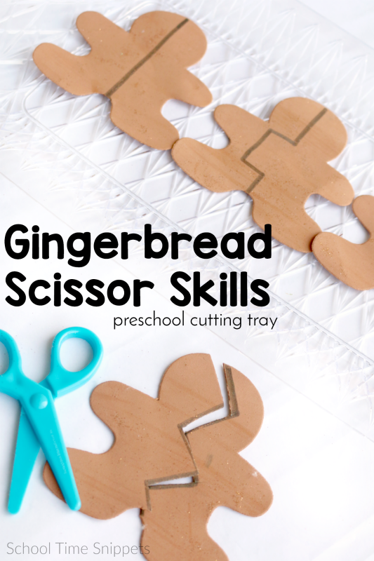 Gingerbread Man Preschool Cutting Practice | School Time Snippets