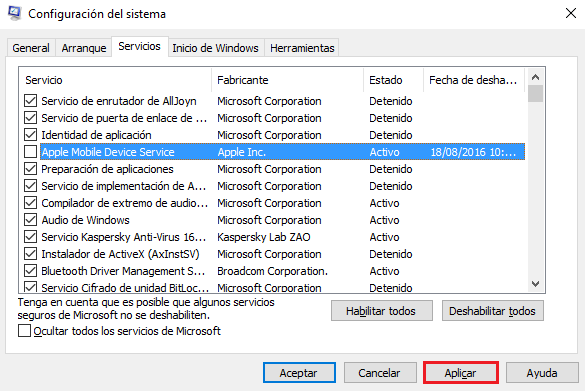 Quitar programas de inicio Windows 10
