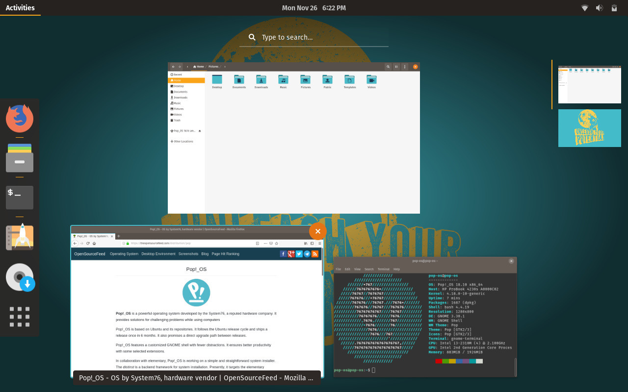 Pop!_OS 18.10 screenshots