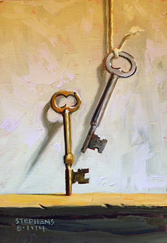 Daily Painting: Two Keys #2 5x7