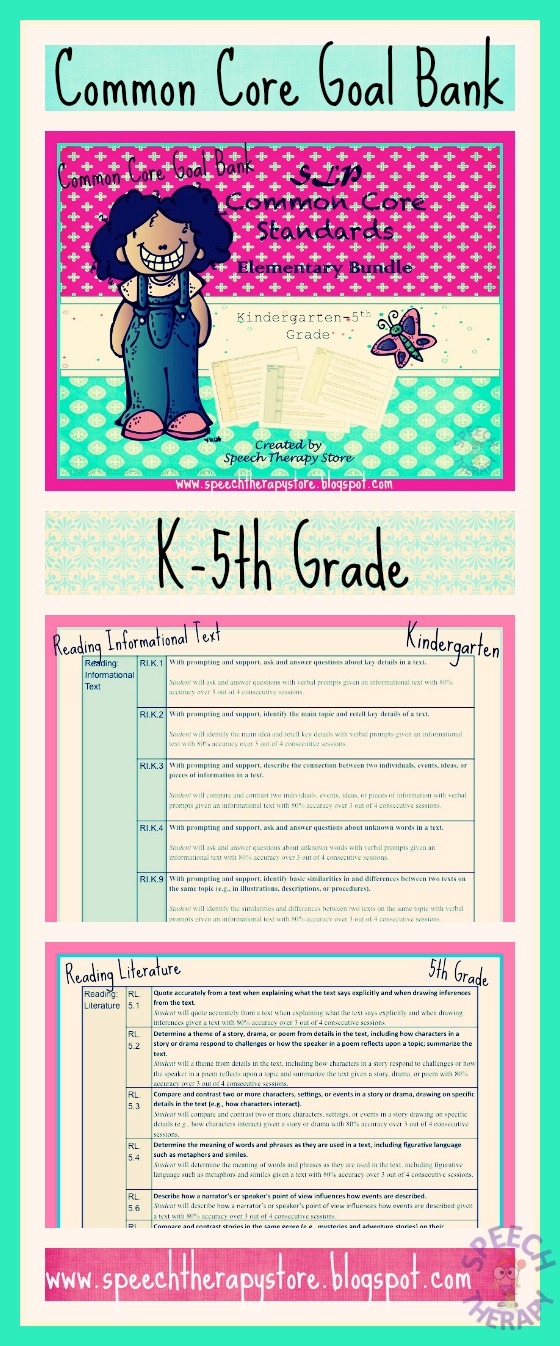 Speech Therapy: Common Core Goal Bank!