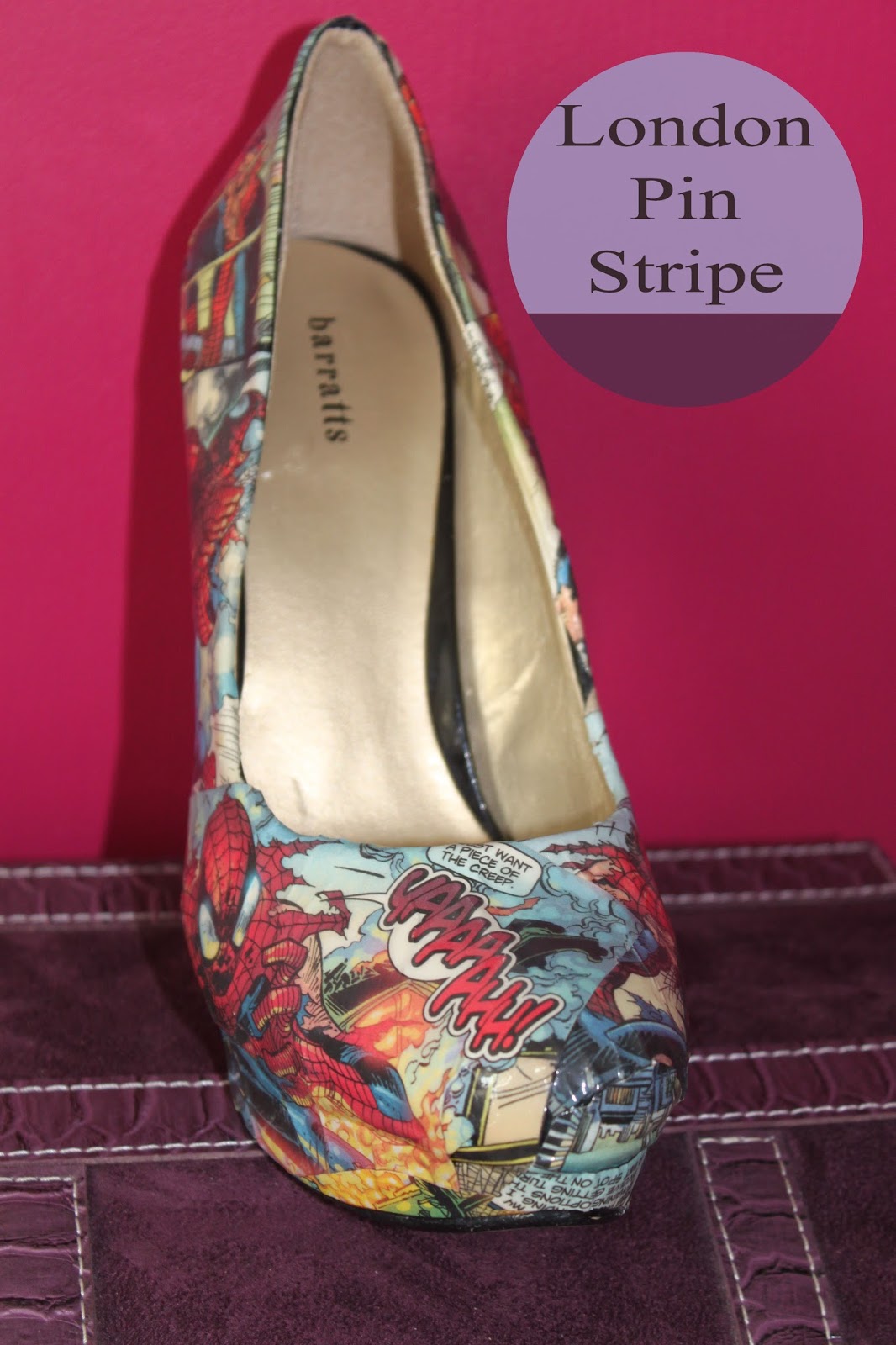 DIY Comic book shoes | London Pin Stripe
