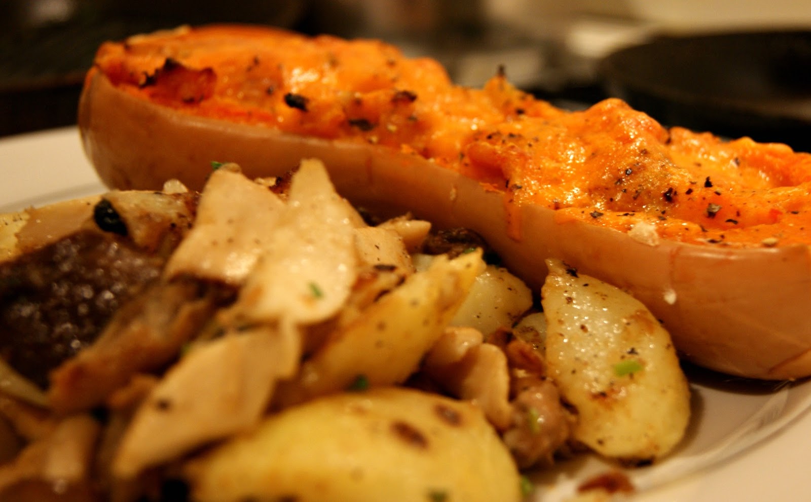 Anne's Kitchen: Bacon and cheese stuffed Butternut Squash with Wild ...