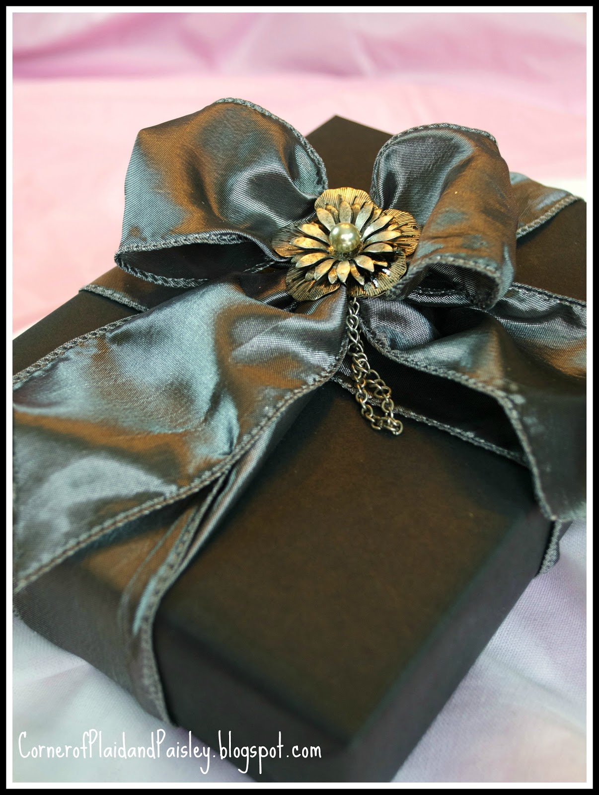 Gift Wrapping with Jewelry - Corner of Plaid and Paisley