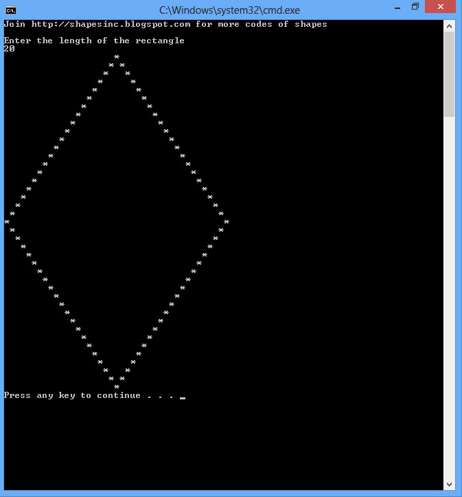 Hollow Diamond 1 ~ Shapes in C++ - Free | C++Tutorial | Online