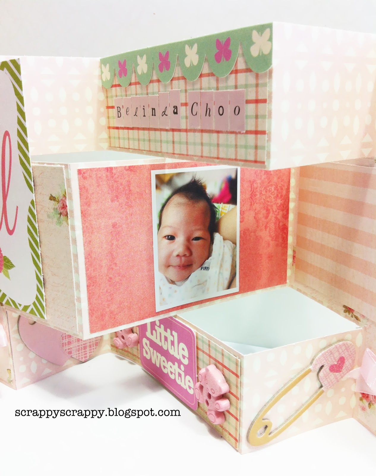 It's a Girl {tri-fold card} - Scrappy Scrappy