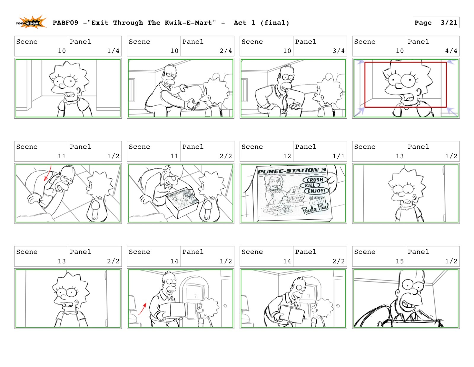 Flying Ace Pictures: THE SIMPSONS - PABF09 STORYBOARDS