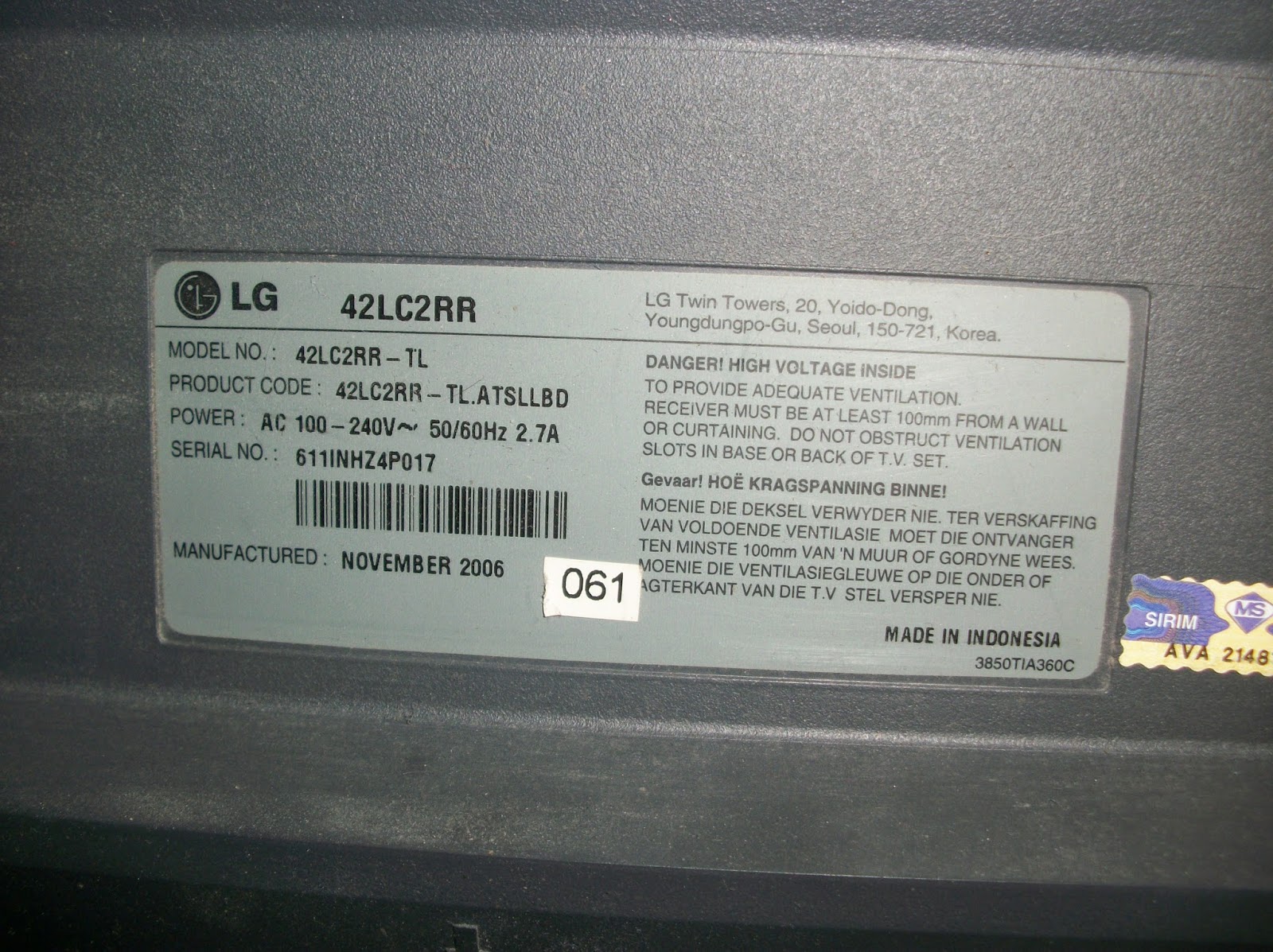 HOSPITAL Electronics TV Repairing And Sparepart: Repair Fix TV LCD LG ...