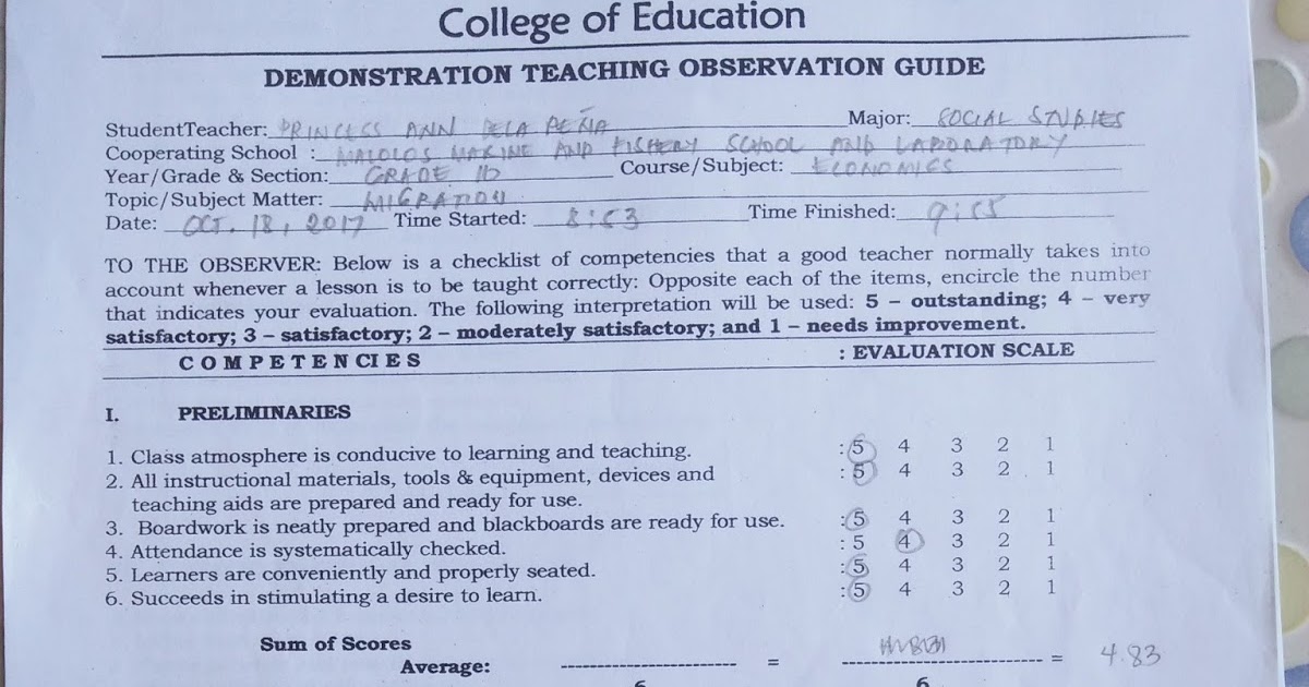Observation Guide and Evaluation Forms