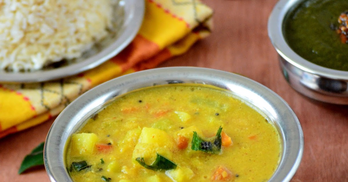 Poricha kozhambu ~ Mixed Vegetable Dhal ~ Mixed Vegetable in Lentil ...