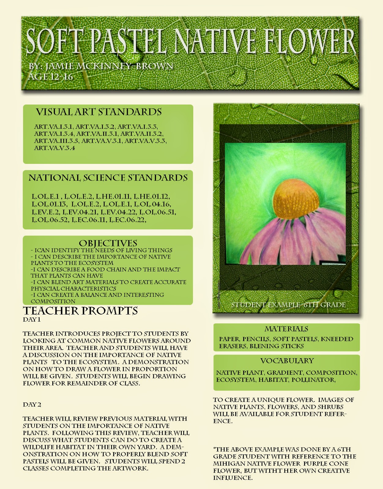 Making Connections: Art and Science: Soft Pastel Native Flower