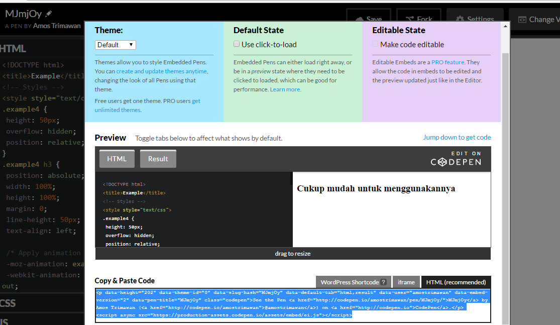 Cara memasang Codepen di Blog Blogger - Blog kang Amos