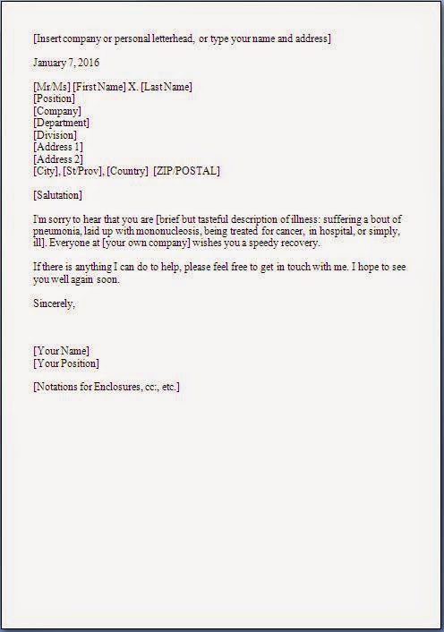 Sorry For Illness ! Sickness Letter Format with Sympathy