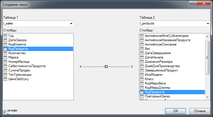 Создание связанных таблиц