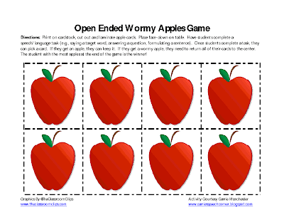 Carrie's Speech Corner: Back to School Week: Open Ended Wormy Apples Game