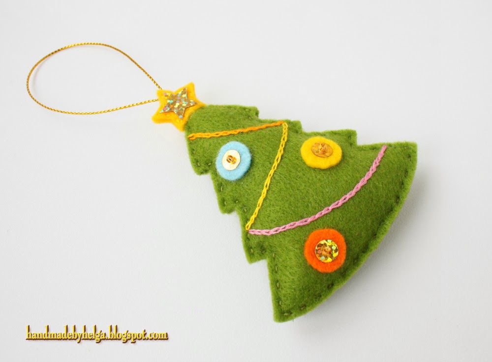 Handmade by Helga: Assorted Felt Christmas tree Ornaments