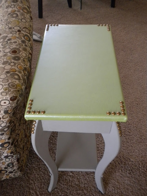 SewFunDesign.com: Tansy Green Leather End Table