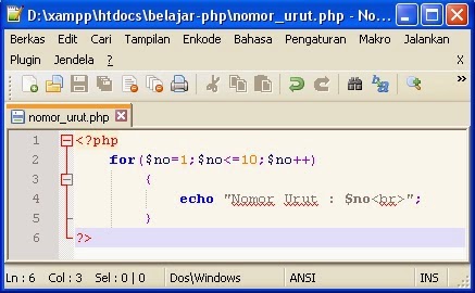 Membuat Nomor Urut Dengan PHP | Belajar Program PHP