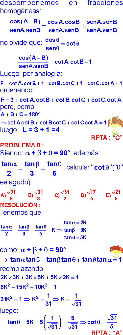 IDENTIDADES TRIGONOMETRICAS DE LA SUMA Y DIFERENCIA DE 2 ARCOS ... IDENTIDADES TRIGONOMETRICAS DE LA SUMA Y DIFERENCIA DE 2 ARCOS ...