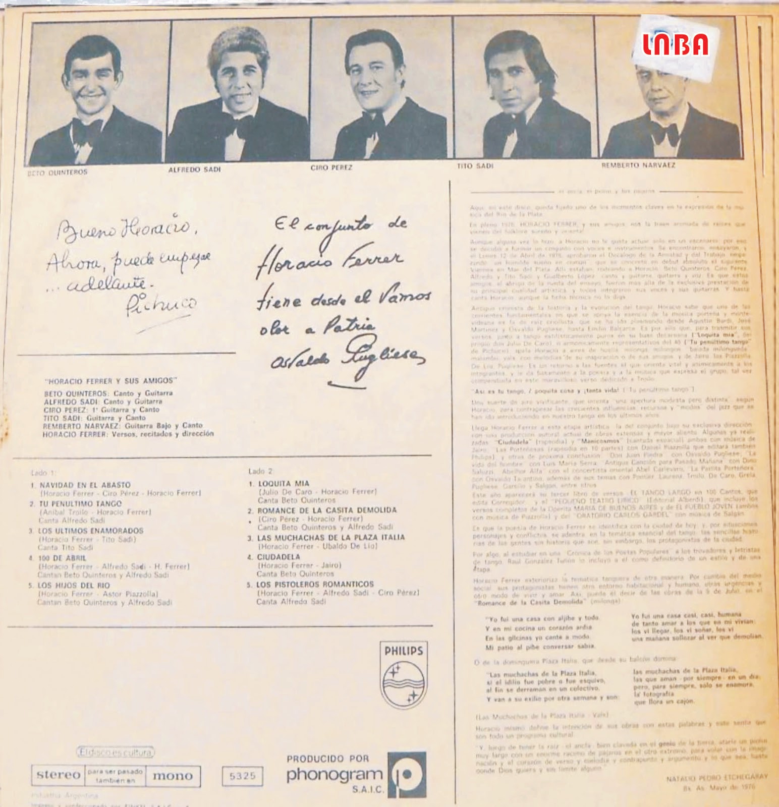 La nova Botica del Aleman.: Tango - Horacio Ferrer - Recital de versos ...