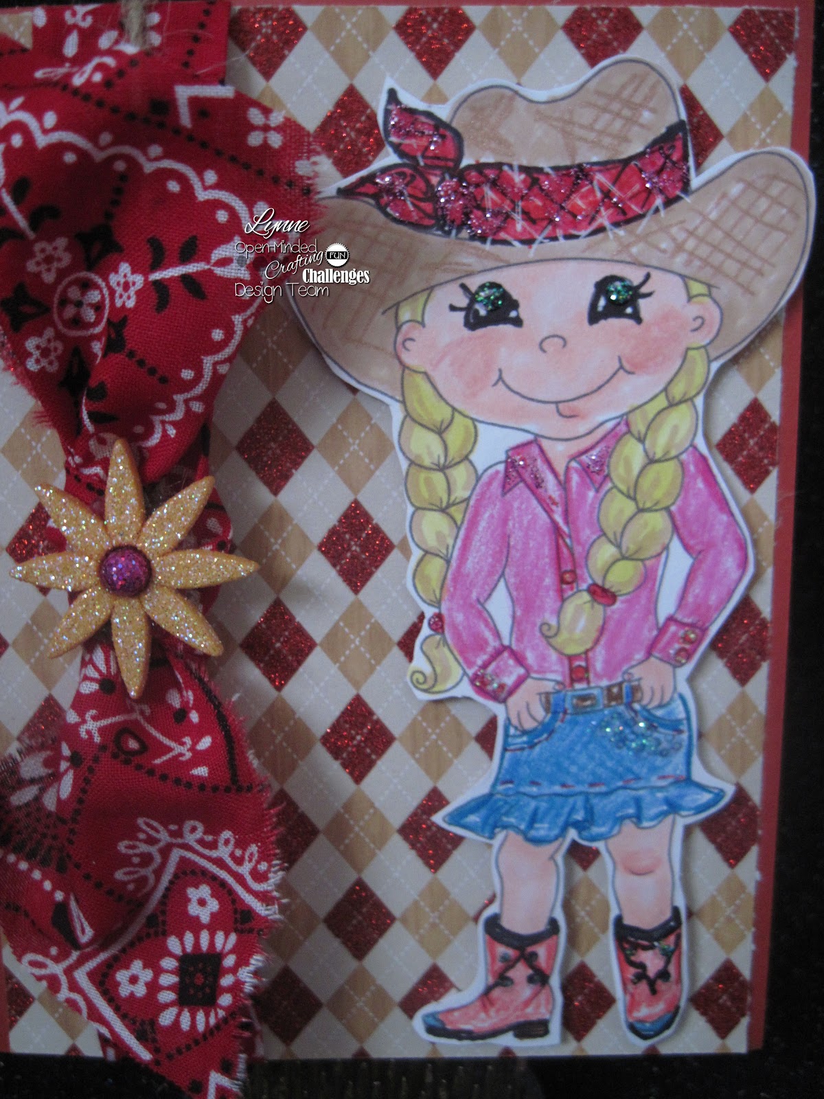 Her Craftiness: Rhinestone Cowgirl with New Challenge at Open Minded ...