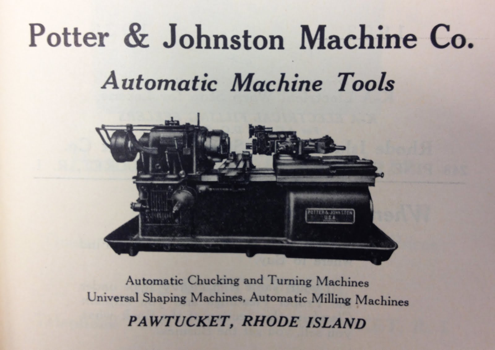 RETRO Rhode Island: Potter & Johnston Machine Co.