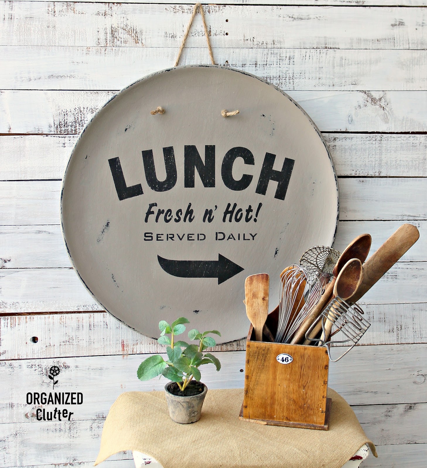 Thrift Shop Primitive Platter Makeover - Organized Clutter
