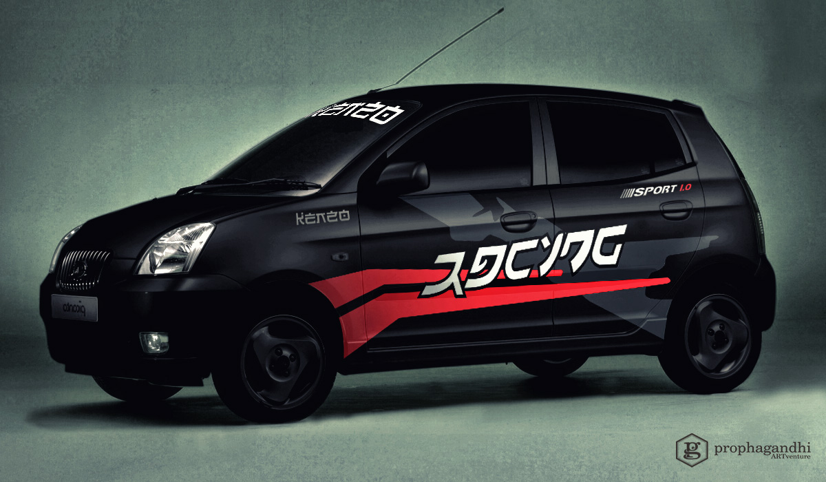 KIA picanto dark racing striping decal sticker - MODIFikatir