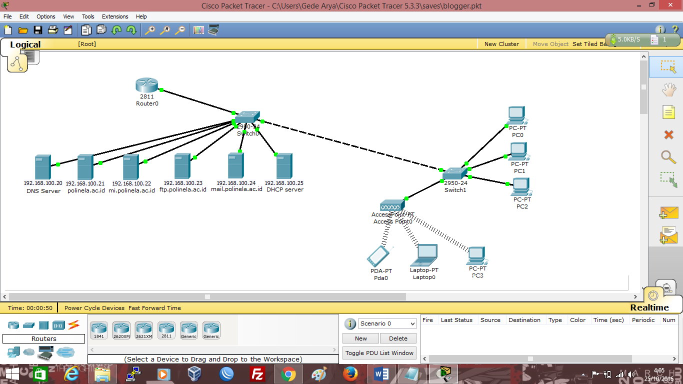 Cara Setting DNS Server dan Web Server di Cisco Packet Tracer - I Gede Arya Surya Gita