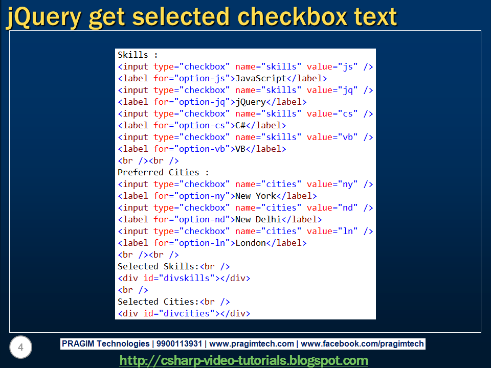 Sql Server Net And C Video Tutorial Jquery Get Selected Checkbox Text
