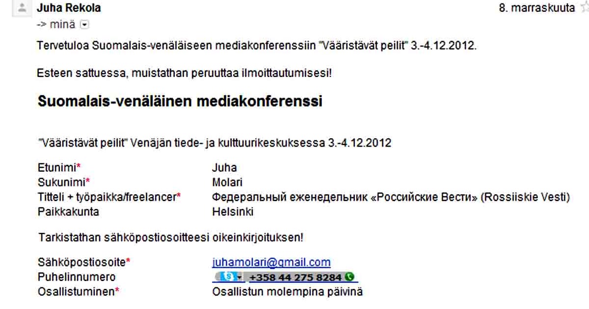 Juha Molari Юха Молaри: Venäläismedialta estettiin pääsy suomalaisten ...