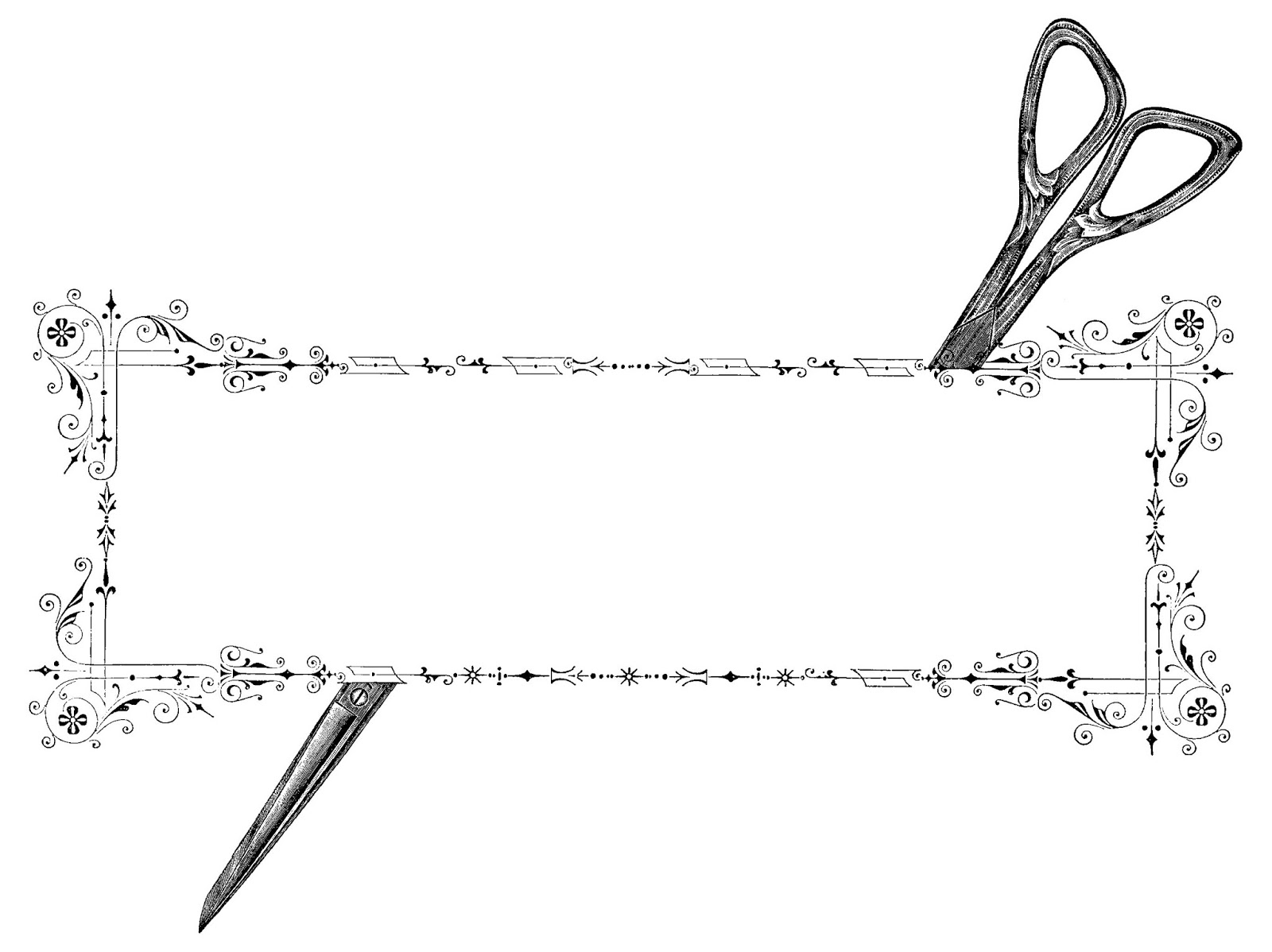 The Graphics Monarch: Sewing Scissors Decorative Frame Images Vintage ...