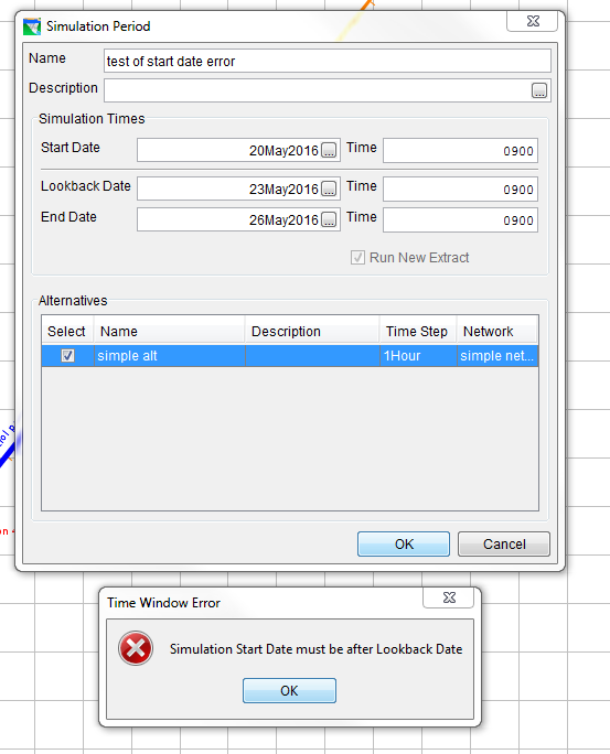 Error message of "Start Date must be after Lookback Date"