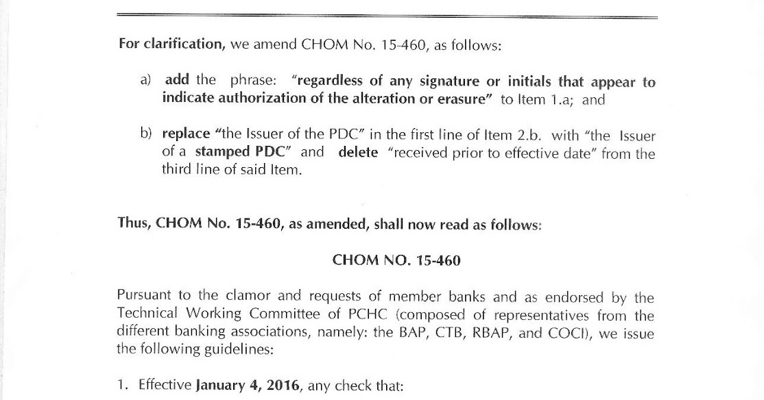 My Opinion/Review: PCHC: Non-Acceptance of Check with Erasure ...